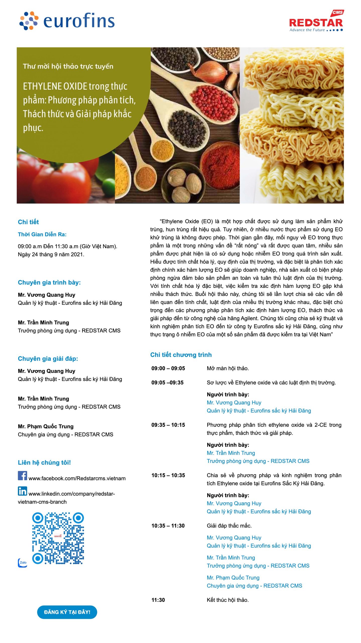 Thư mời hội thảo trực tuyến phân tích ETHYLENE OXIDE trong thực phẩm - REDSTAR-CMS