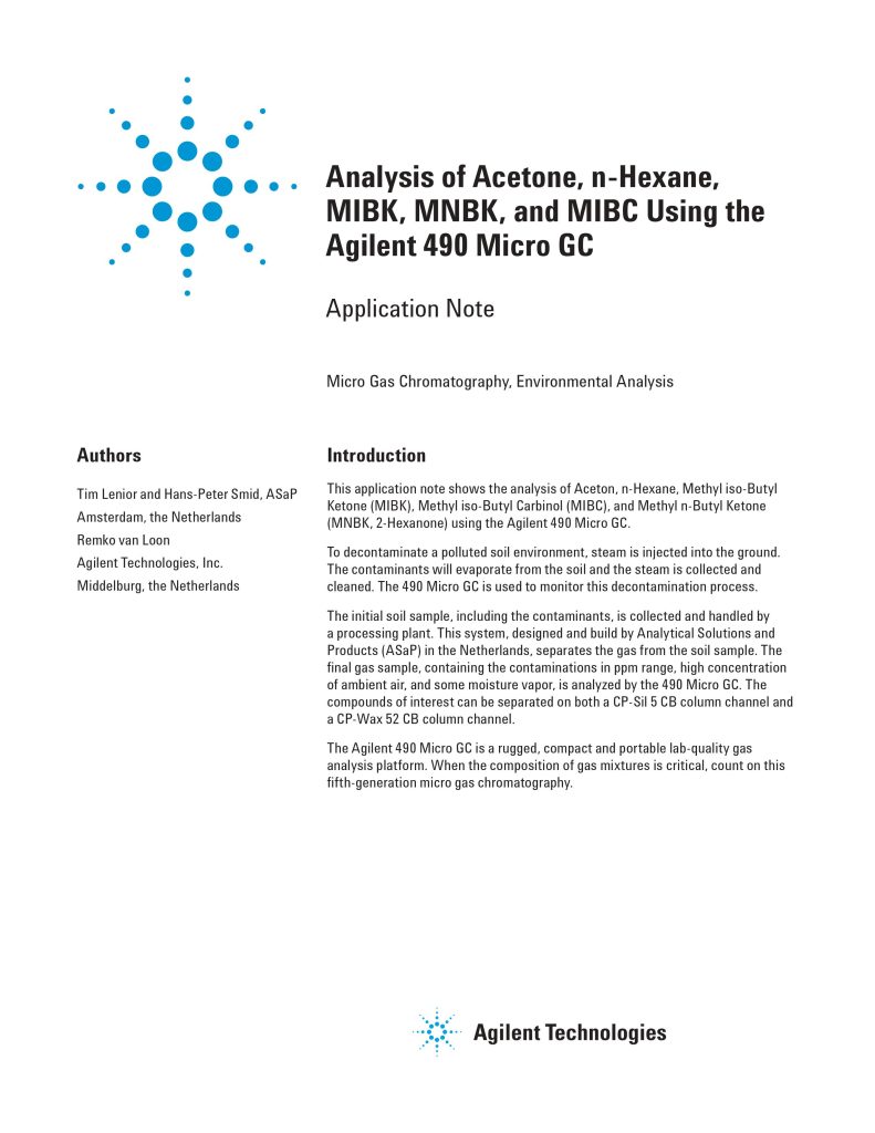 Analysis of Acetone, n-Hexane, MIBK, MNBK, and MIBC using the agilent ...