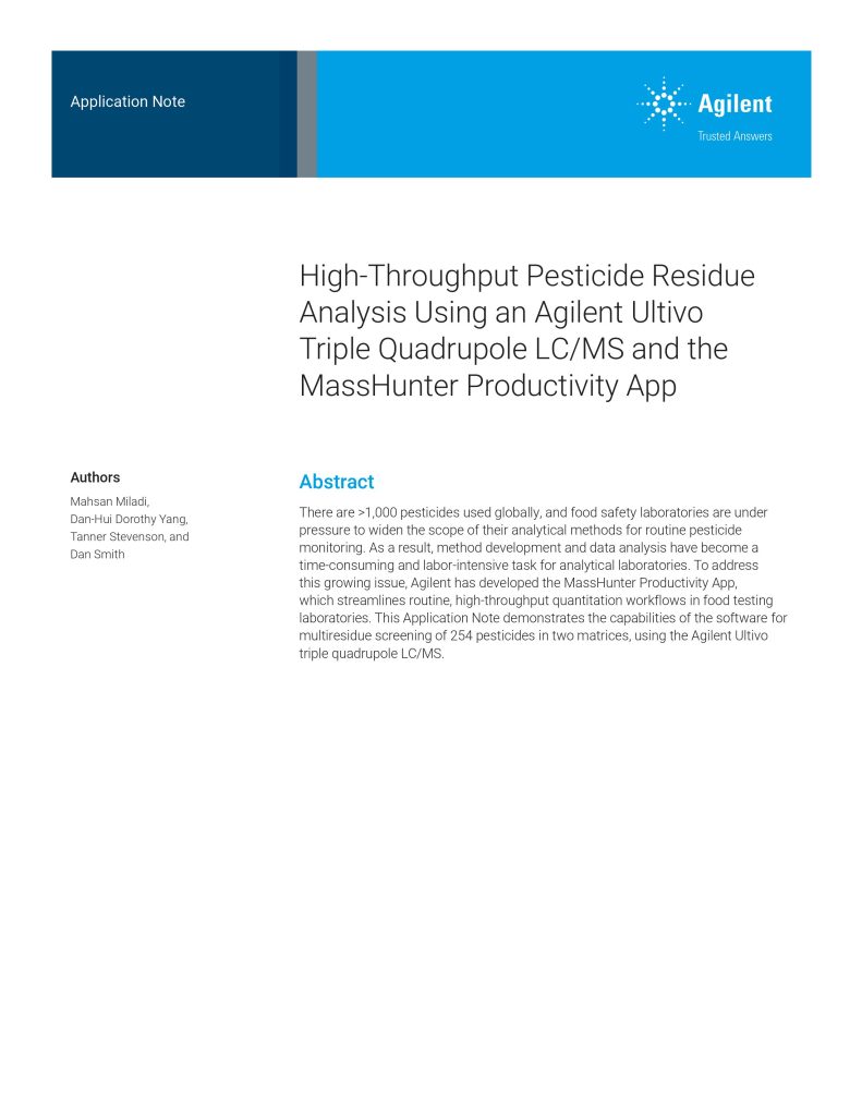 High-Throughput Pesticide Residue Analysis Using an Agilent Ultivo ...