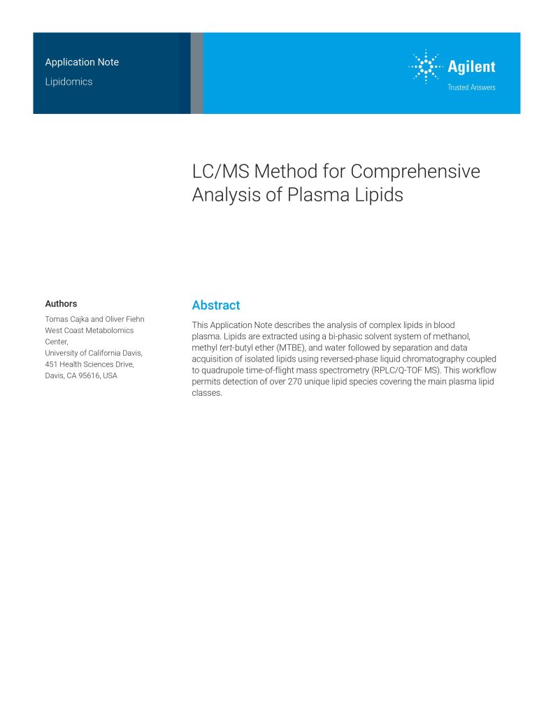 LC/MS Method for Comprehensive Analysis of Plasma Lipids - REDSTAR-CMS