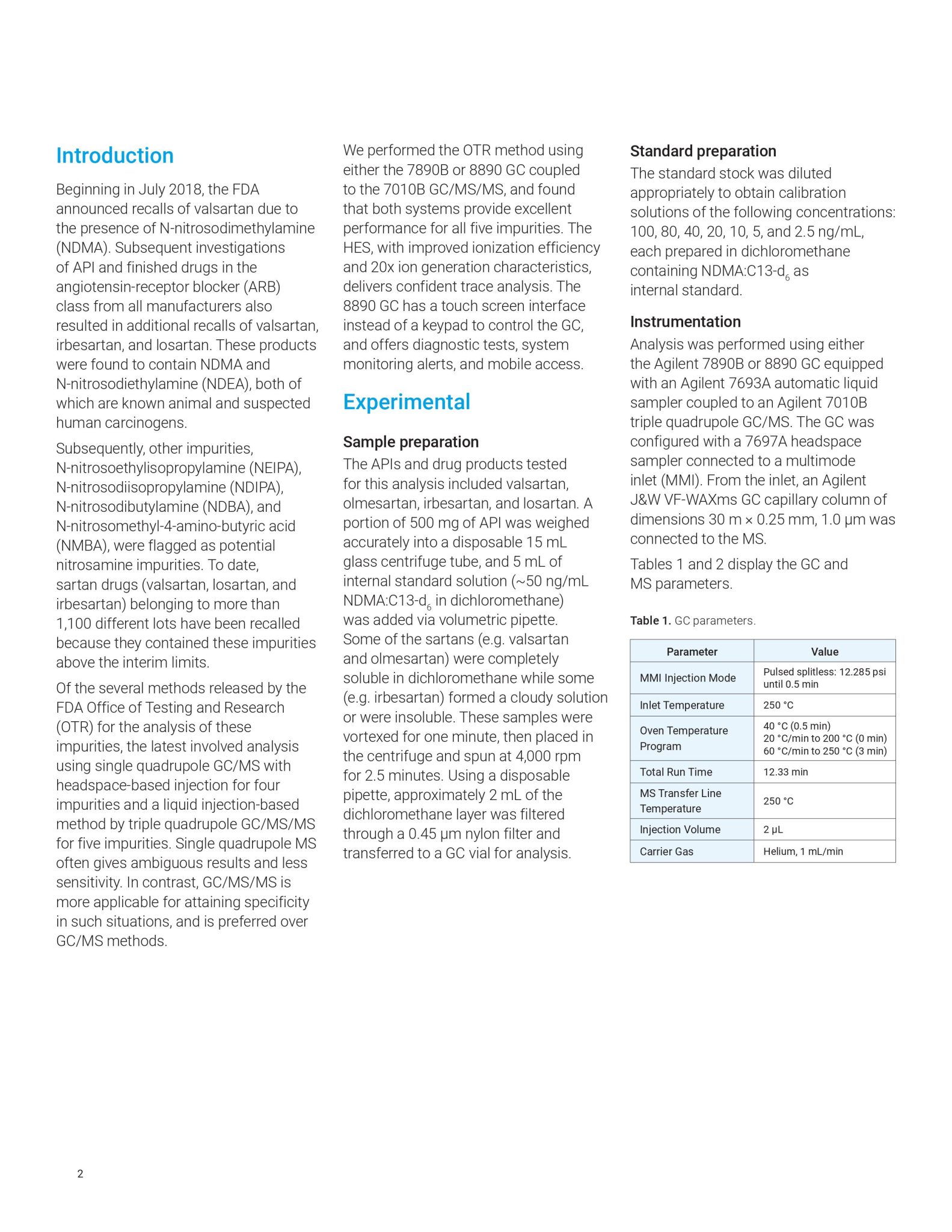 Analysis of Five Nitrosamine Impurities in Drug Products and Drug Substances Using Agilent GC/MS ...
